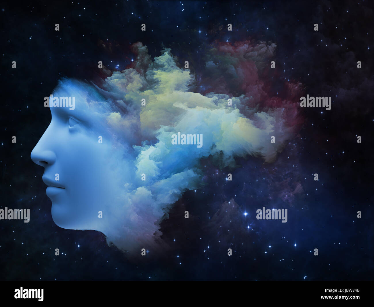Colorful Mind series. Design made of human head and fractal colors to ...