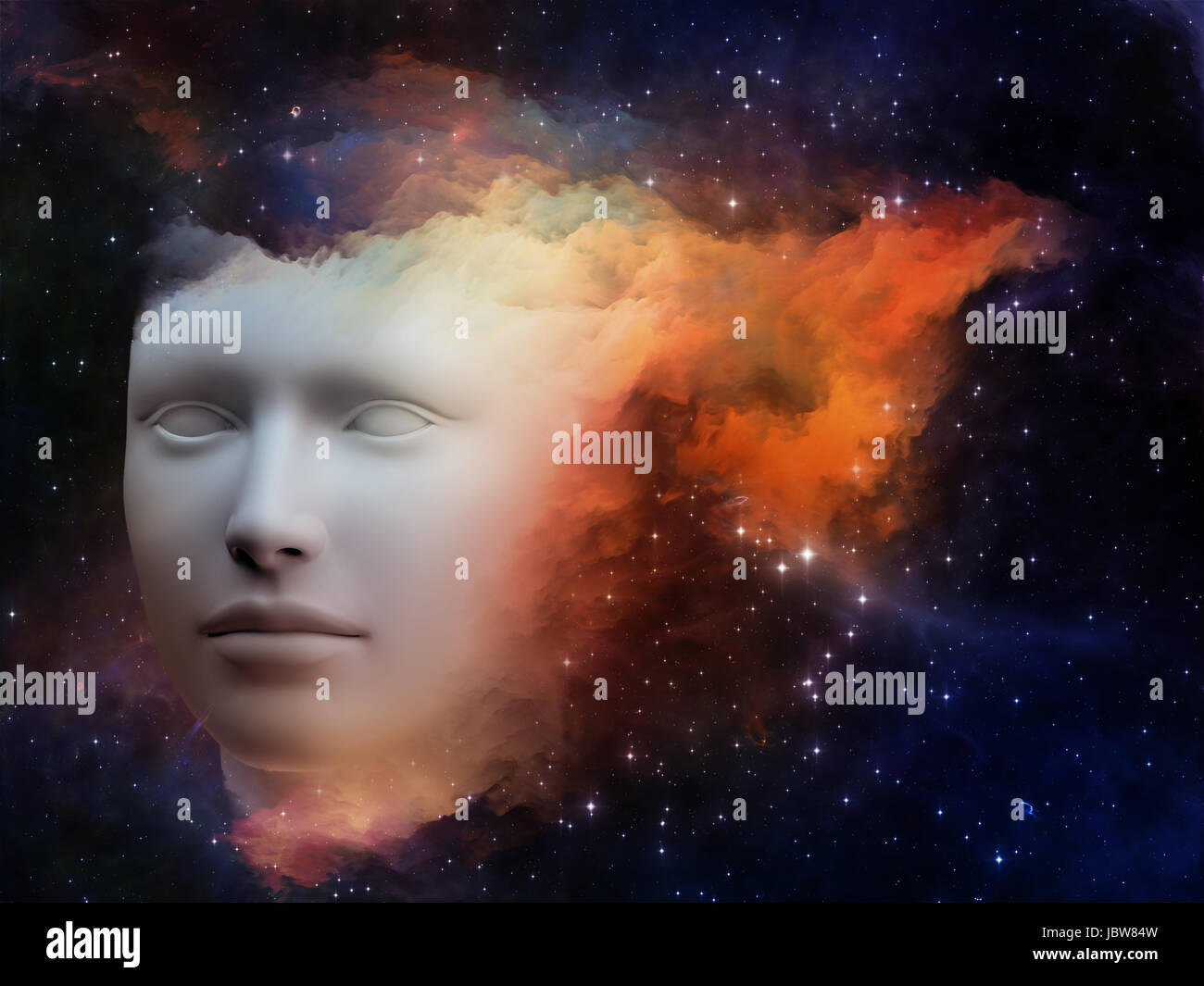 Colorful Mind series. Background design of human head and fractal ...