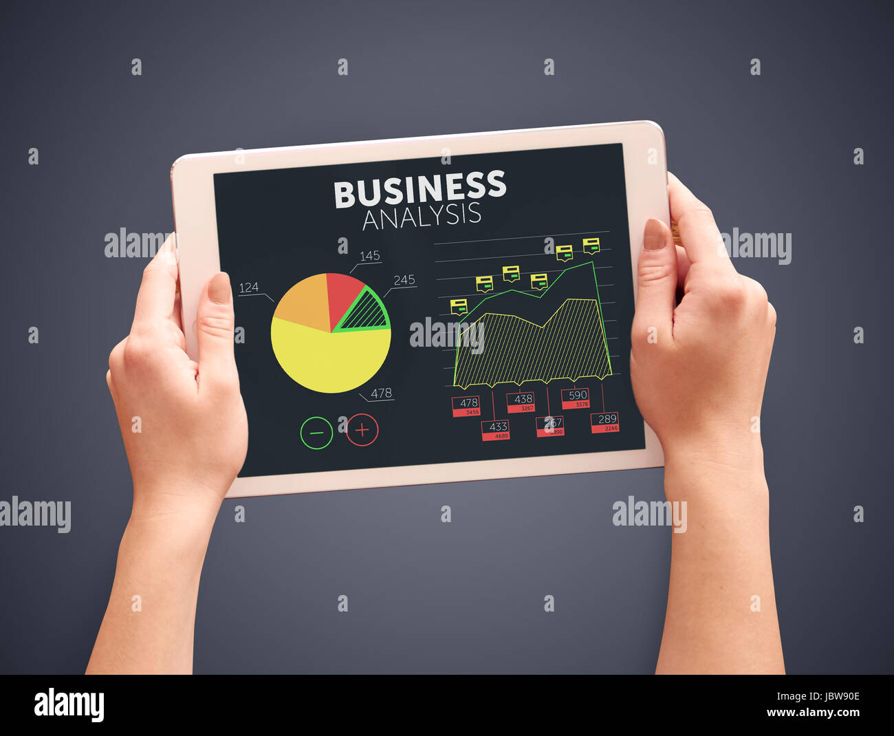 Business analysis on digital tablet Stock Photo - Alamy