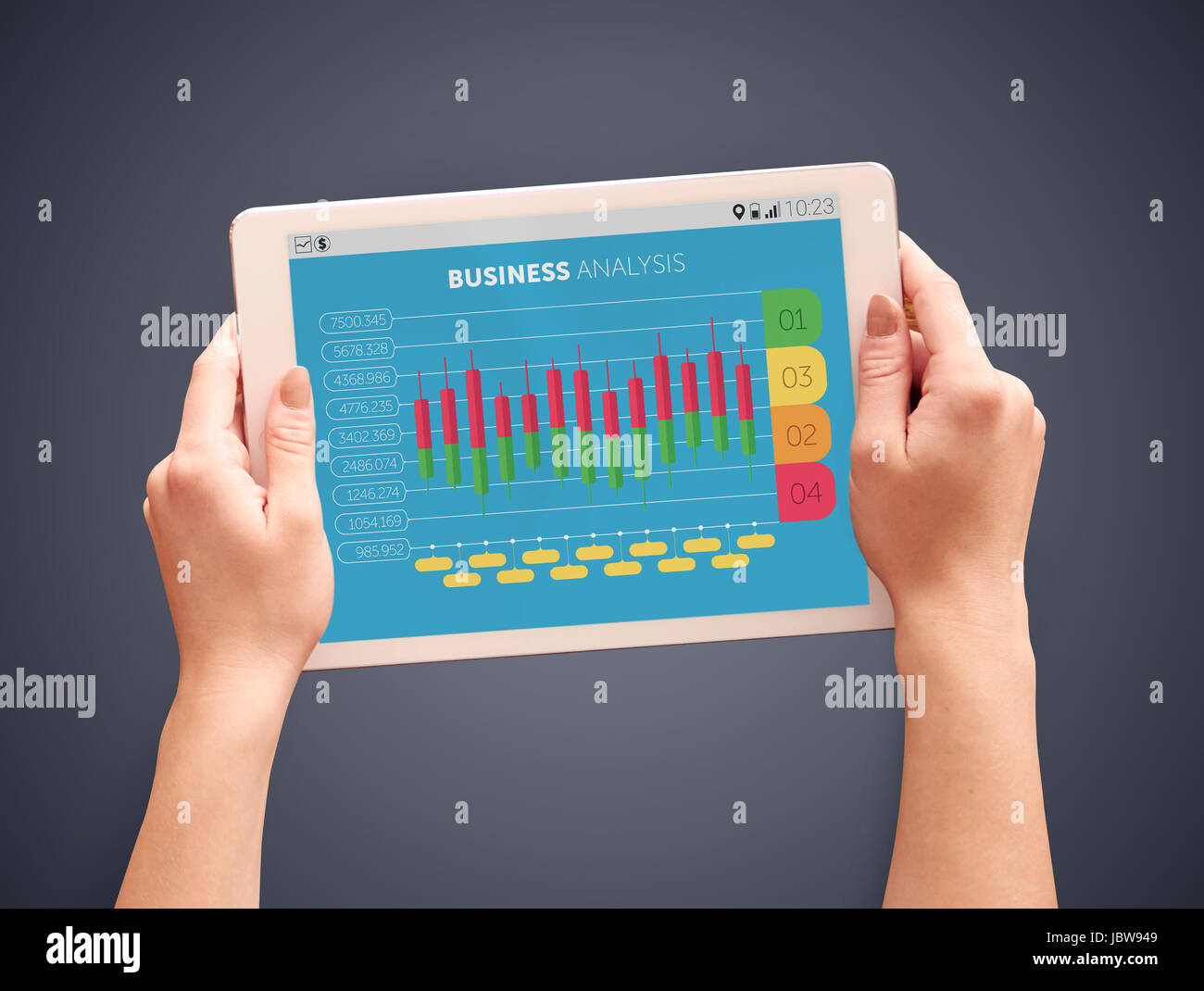 Digital tablet and bar graph Stock Photo - Alamy