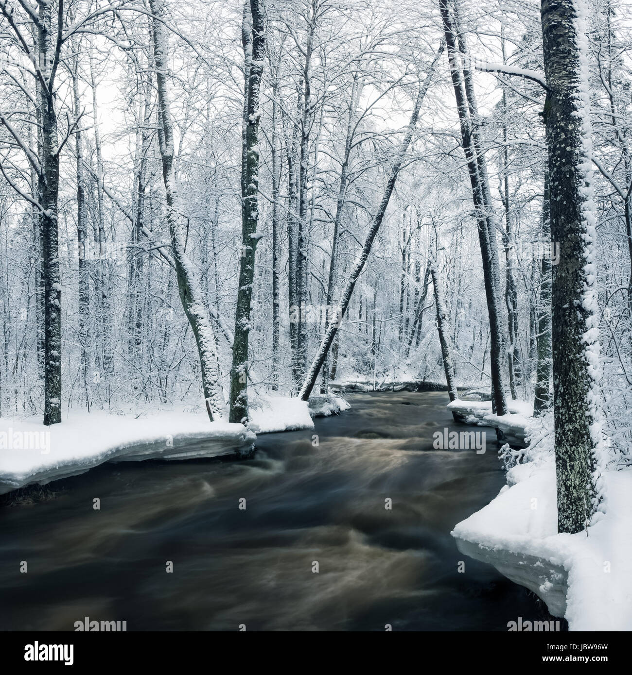 Scenic landscape with flowing river at winter morning Stock Photo - Alamy