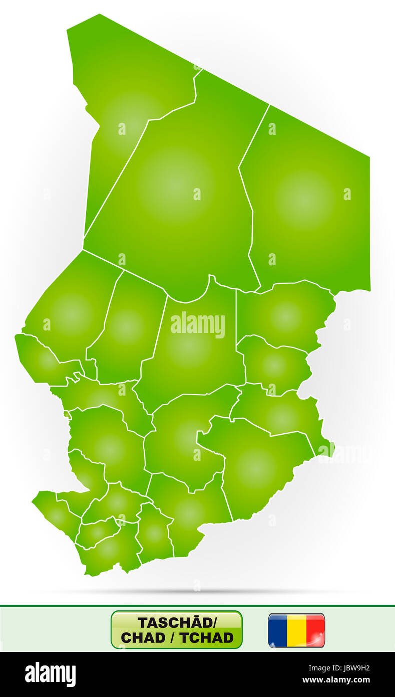 Karte von Tschad mit Grenzen in Grün Stock Photo - Alamy