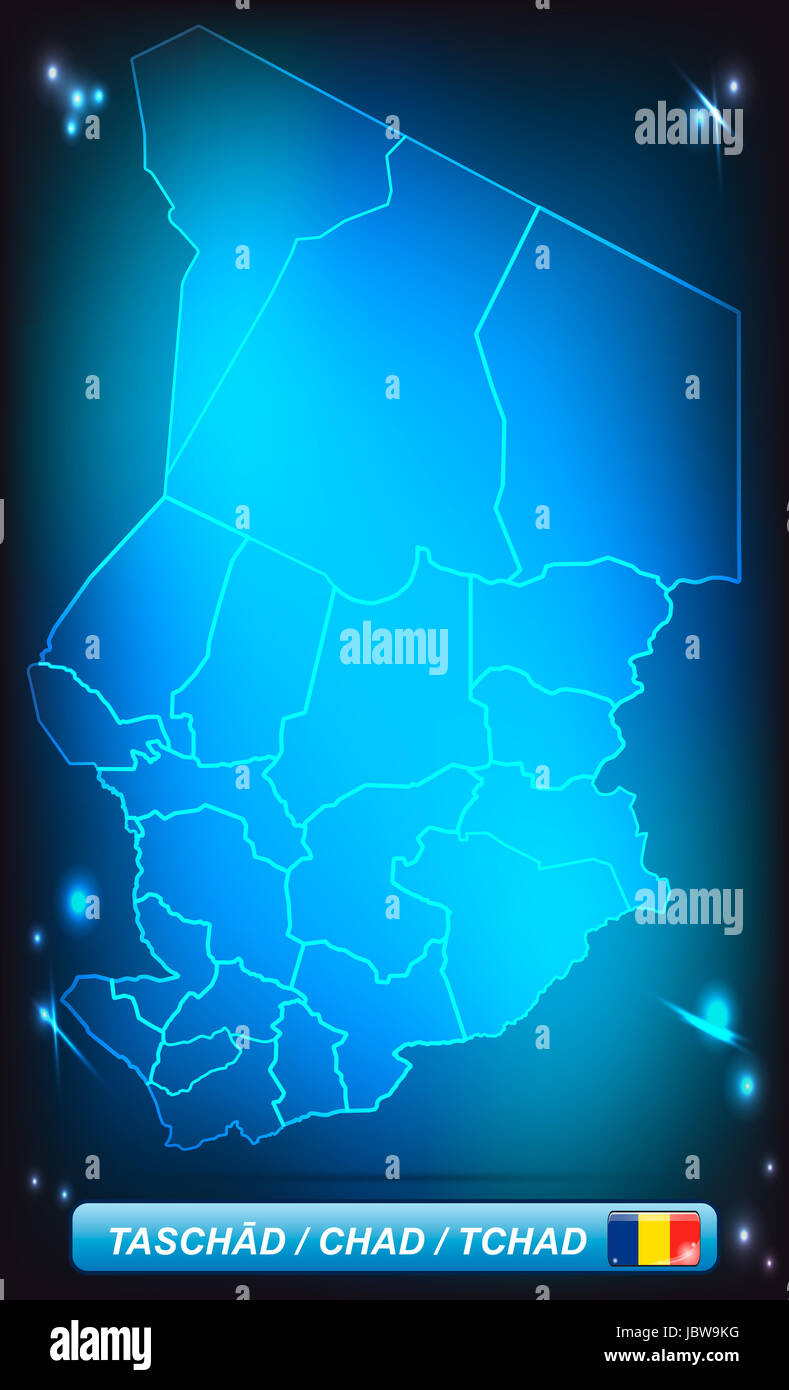 Karte von Tschad mit Grenzen in leuchtenden Farben Stock Photo - Alamy