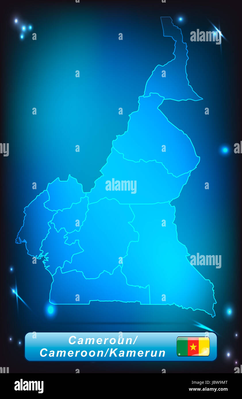 Karte von Kamerun mit Grenzen in leuchtenden Farben Stock Photo - Alamy