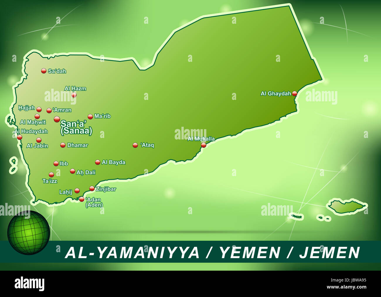 Karte von Jemen Abstrakter Hintergrund in Grün Stock Photo - Alamy