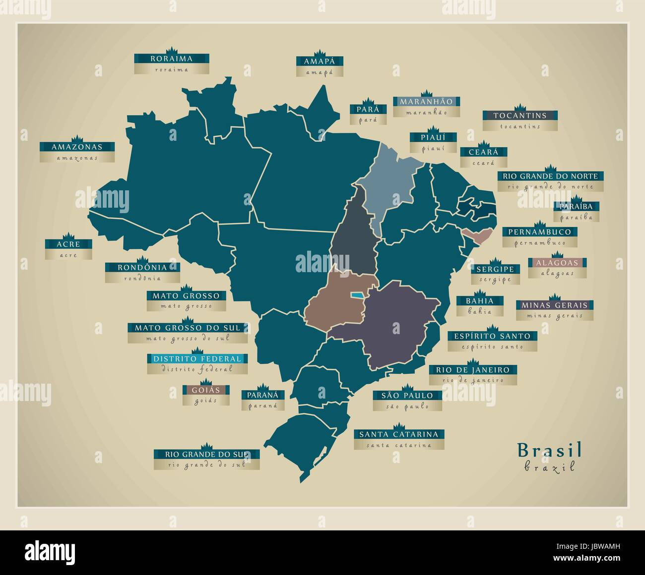 Modern Map - Brazil with district details BR Stock Vector Image & Art ...