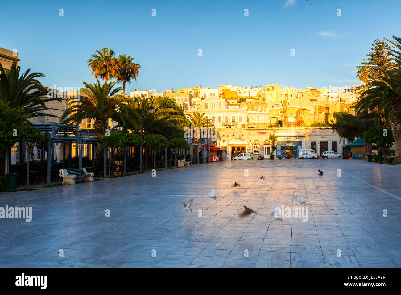 Main square of Ermoupoli town on Syros island in Greece Stock Photo - Alamy