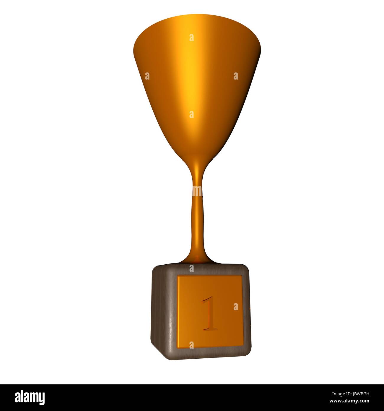 Golden Cup with label with number 1, 3d render Stock Photo - Alamy