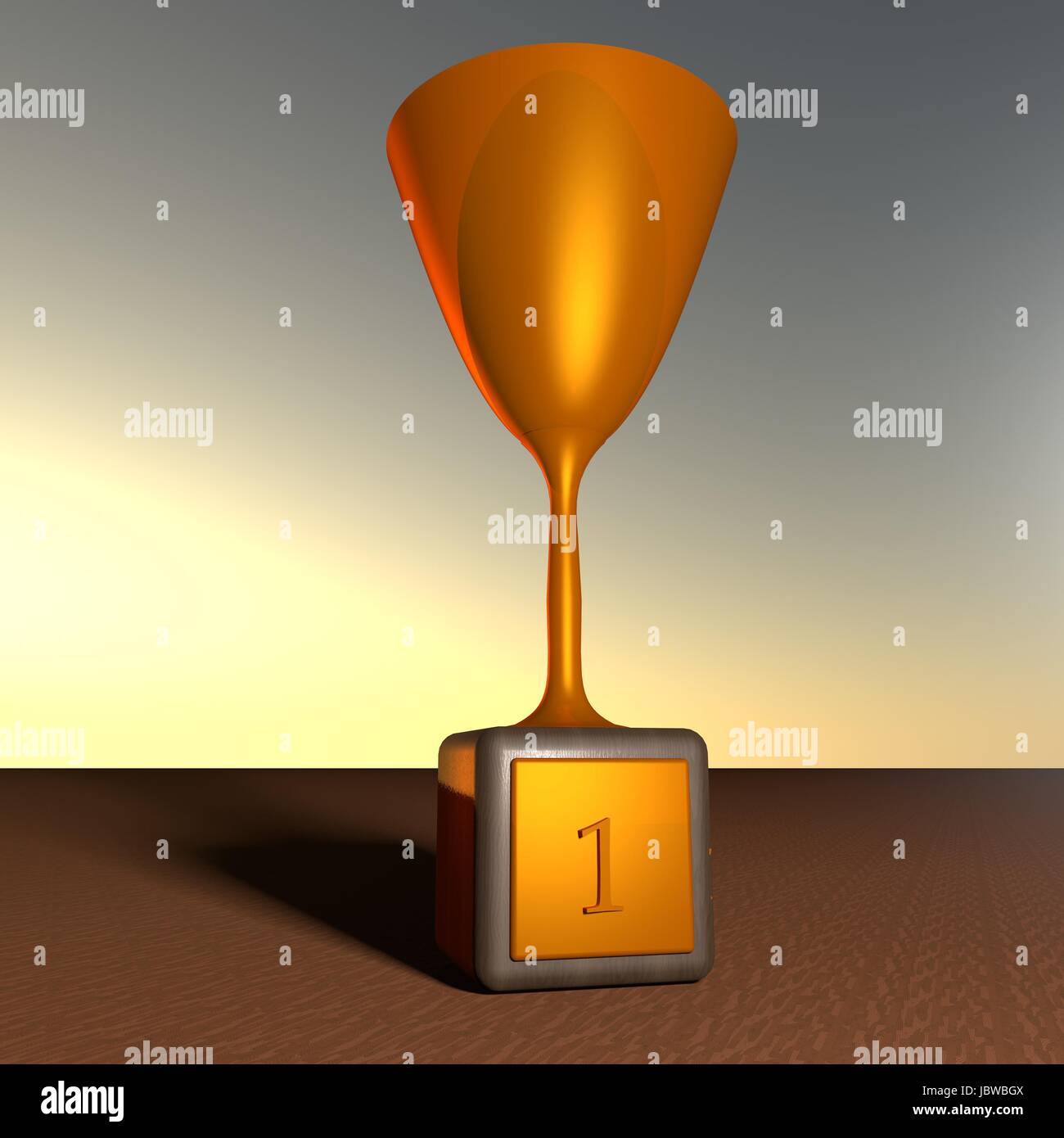 Golden Cup with label with number 1, 3d render Stock Photo - Alamy