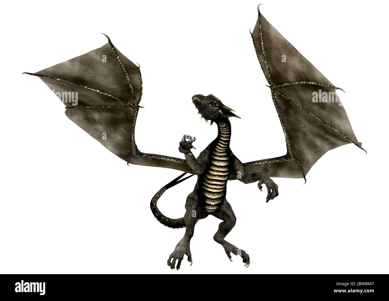 3D digital render of a black dragon isolated on white background Stock ...