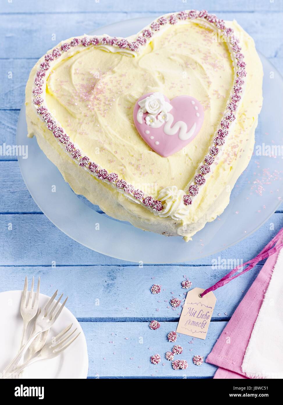 Heart shaped lemon buttermilk cake Stock Photo - Alamy