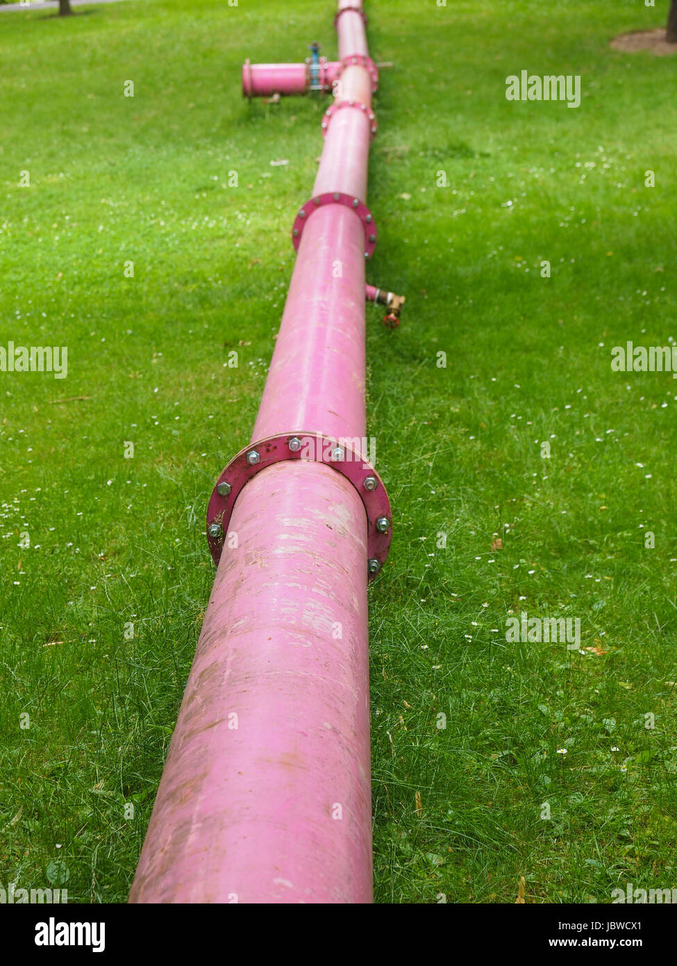 Pink water pipes in Leipzig Germany used to pump water away from ...