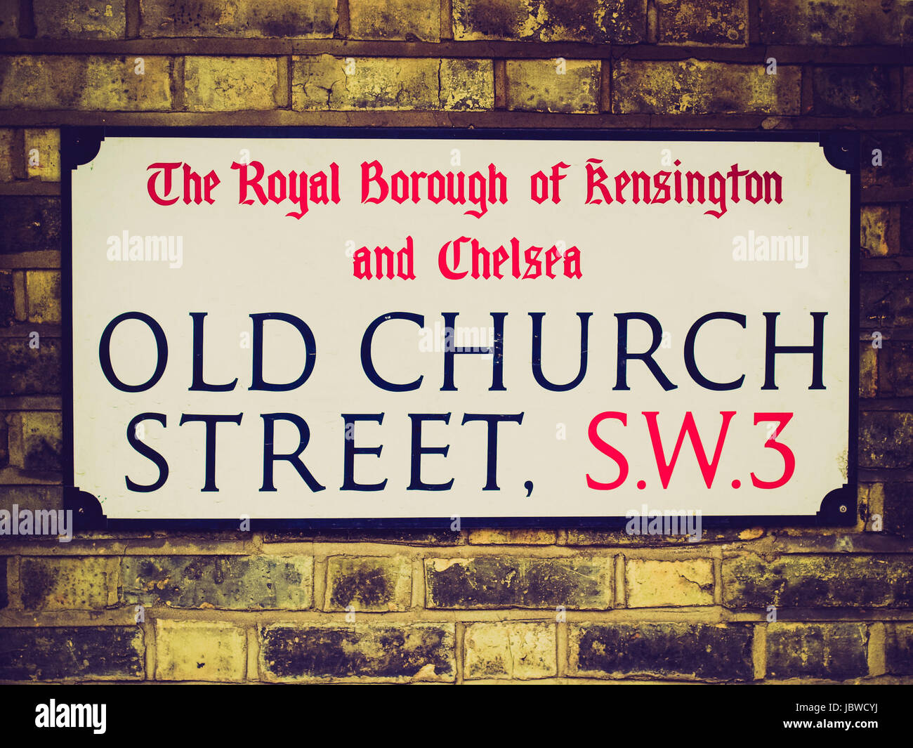 Vintage retro looking Old street sign in Chelsea, London, UK Stock ...