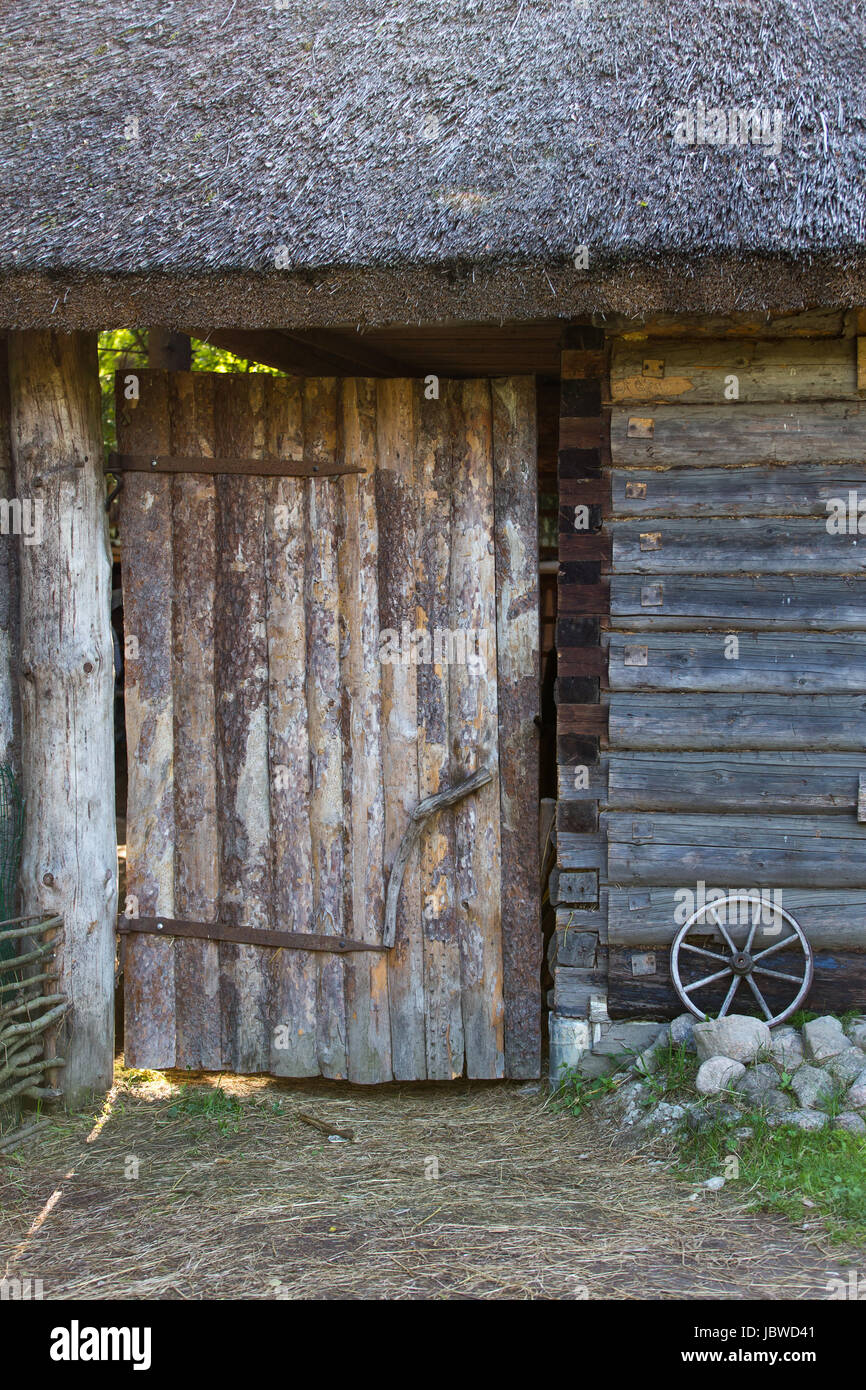 Scenery in the village wooden barn door Stock Photo - Alamy