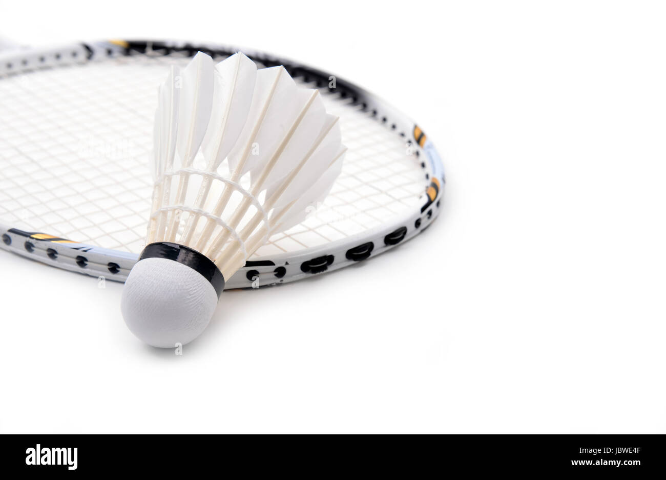 new shuttlecock and racket isolated on white background Stock Photo - Alamy