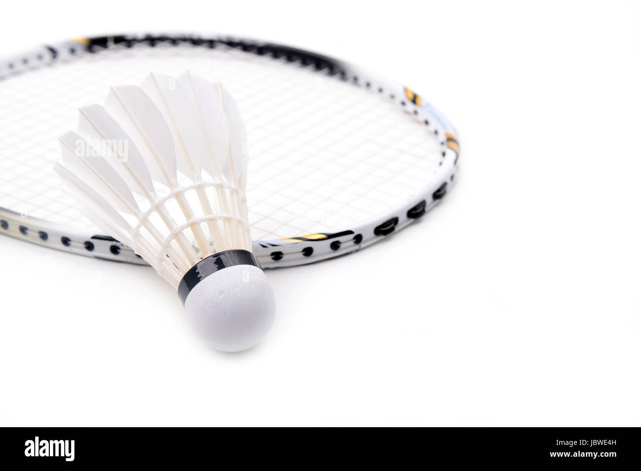 new shuttlecock and racket isolated on white background Stock Photo - Alamy