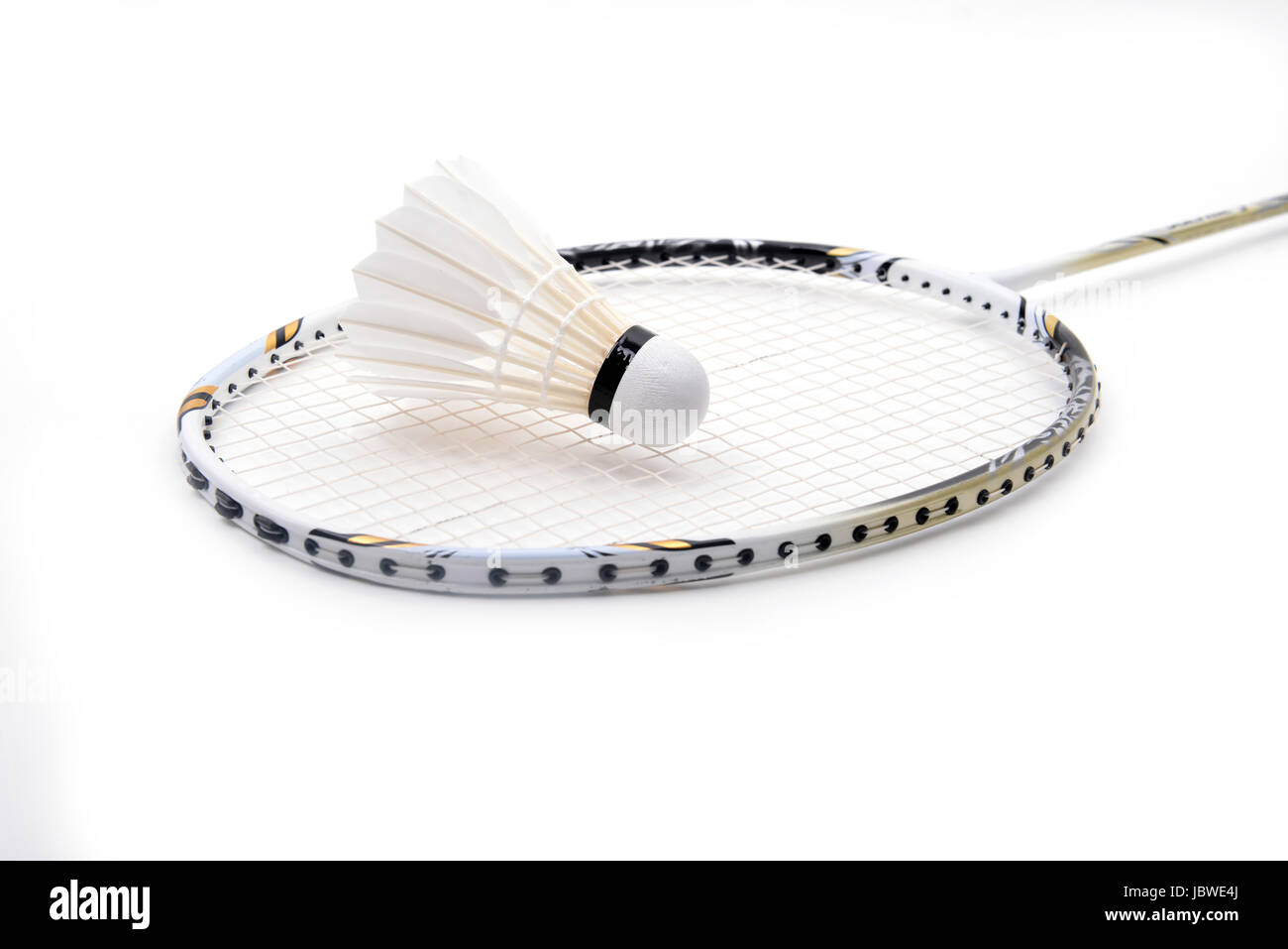 new shuttlecock and racket isolated on white background Stock Photo - Alamy