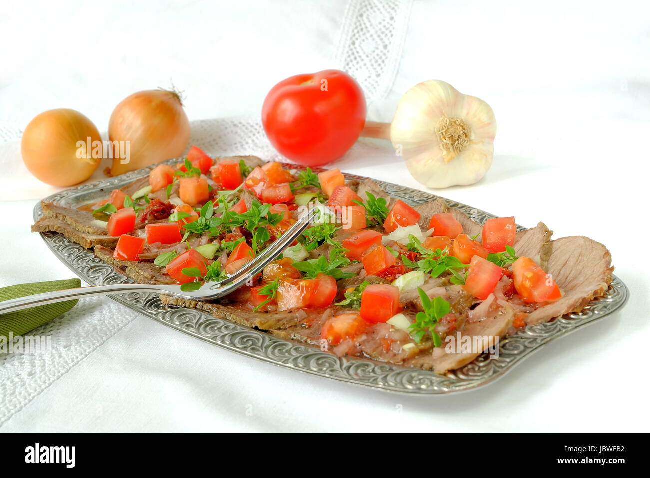 cold beef with vinaigrette Stock Photo - Alamy
