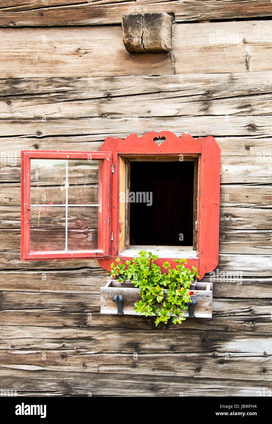 wooden windows - old house Stock Photo - Alamy