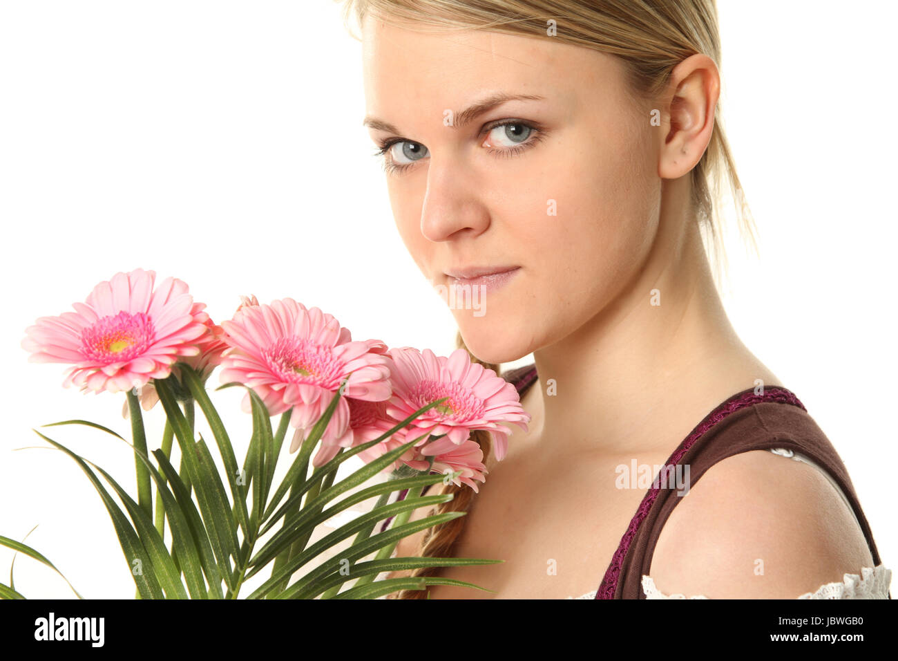 woman with flower Stock Photo - Alamy