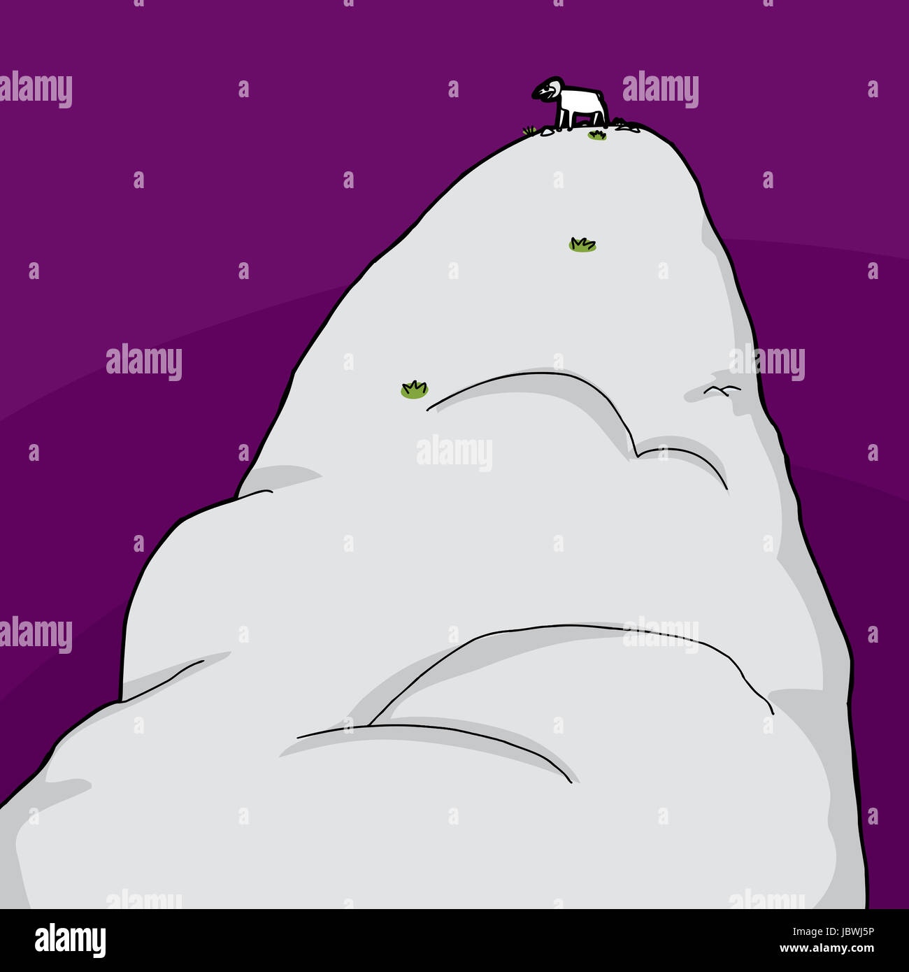 Lonely ram on top of mountain peak Stock Photo - Alamy