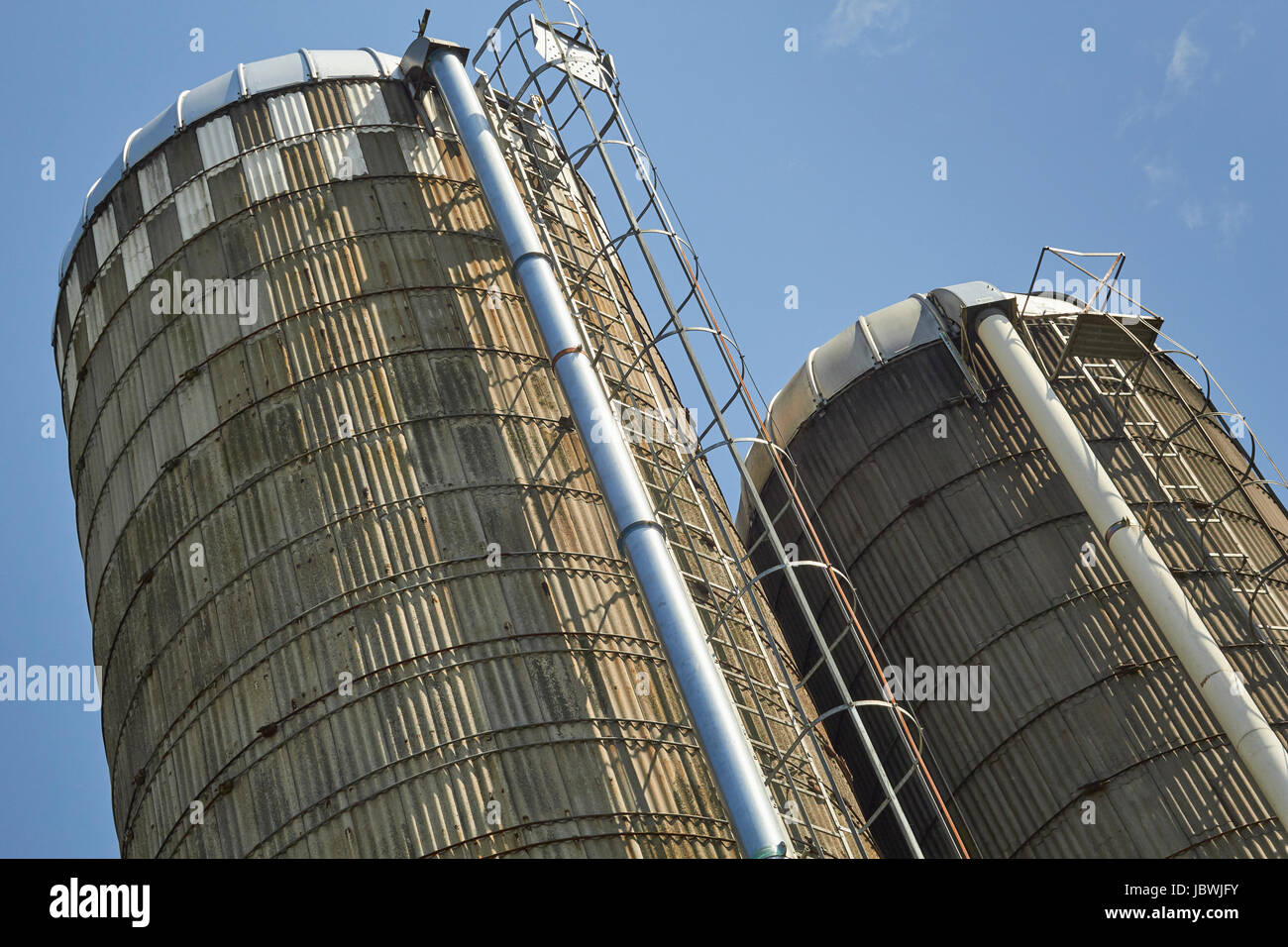 two silos at an Amish farm in Lancaster County, PA Stock Photo - Alamy