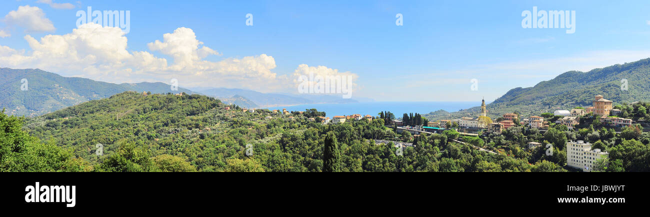 Panoramic view of Azur Coast in the sunshine day. France Stock Photo ...