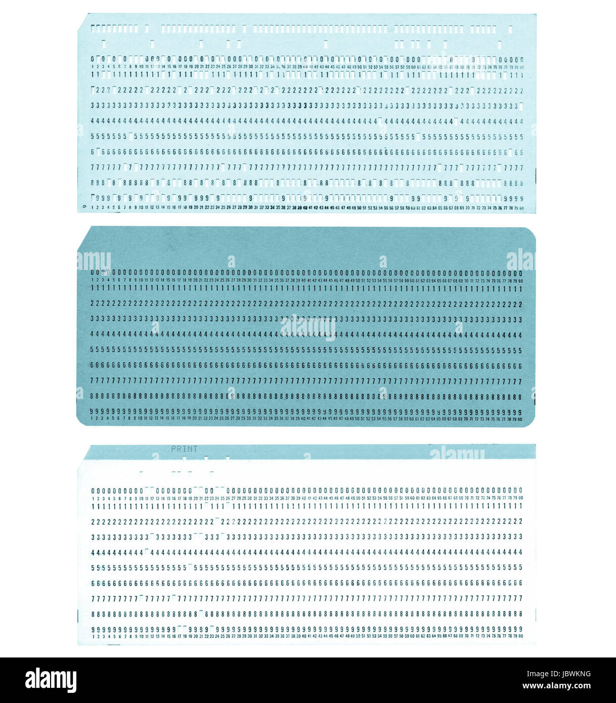 Vintage punched card for computer data storage - cool cyanotype Stock ...