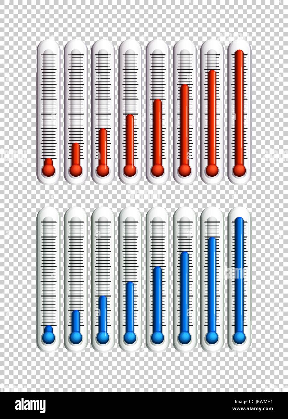Blue and red liquids in thermometers illustration Stock Vector Image ...