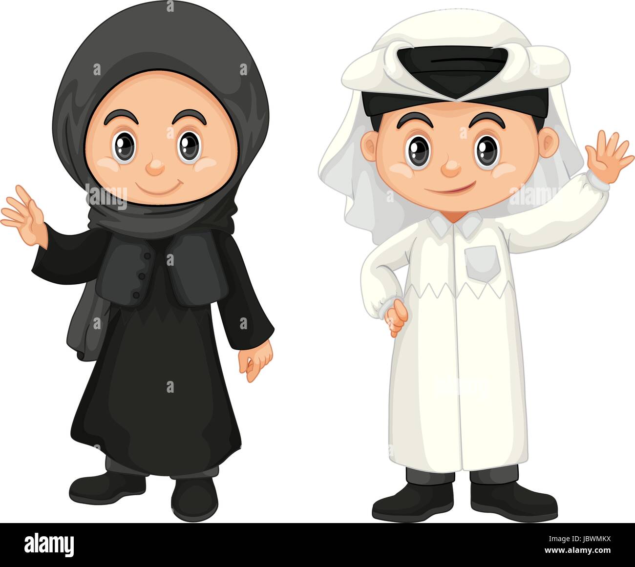 Boy and girl in Qatar costume illustration Stock Vector Image & Art - Alamy