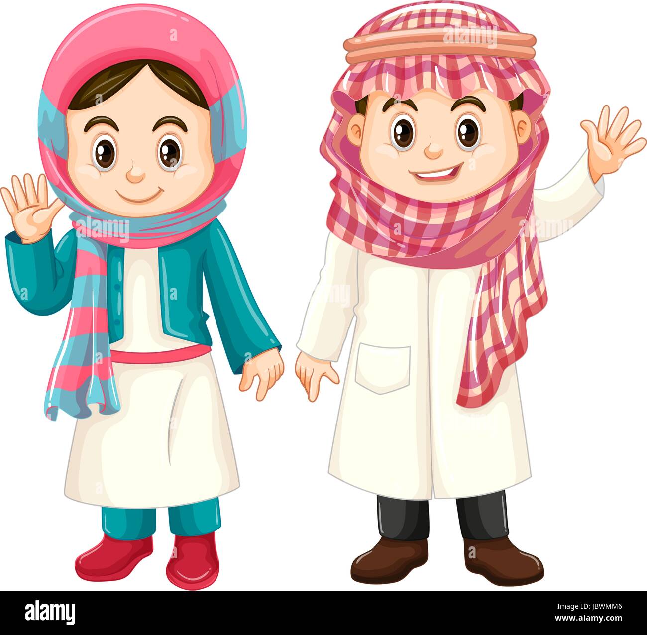 Boy and girl in Kuwait costume illustration Stock Vector Image & Art ...