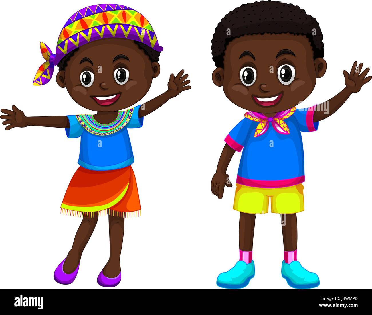 African boy and girl smiling illustration Stock Vector Image & Art - Alamy