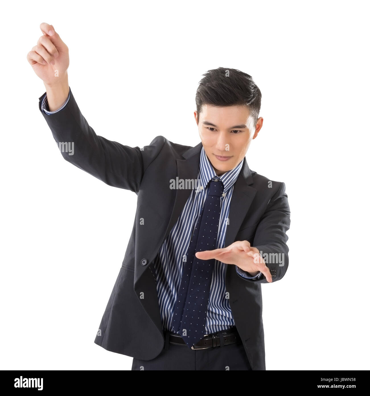 Business conductor man, closeup portrait on white background Stock ...