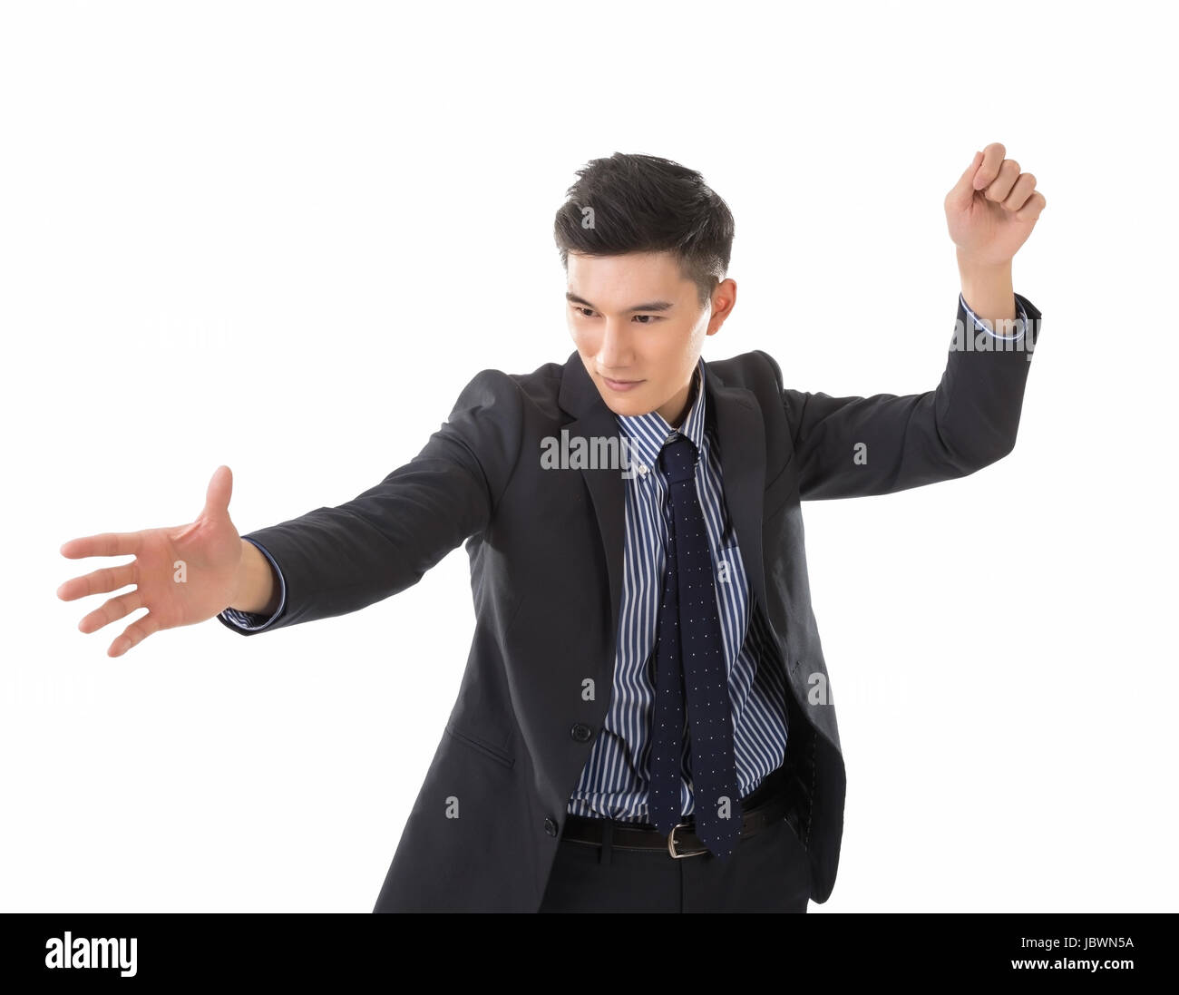 Business conductor man, closeup portrait on white background Stock ...