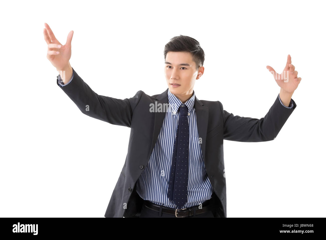 Business conductor man, closeup portrait on white background Stock ...