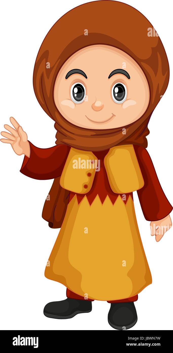 Cute girl in Qatar costume illustration Stock Vector Image & Art - Alamy