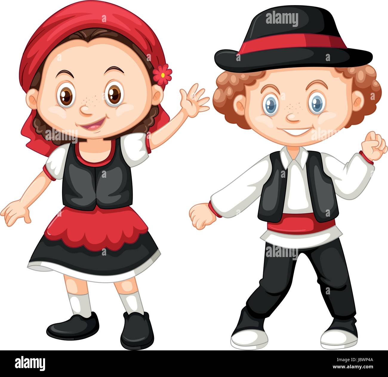 Boy and girl in Romania costume illustration Stock Vector Image & Art ...
