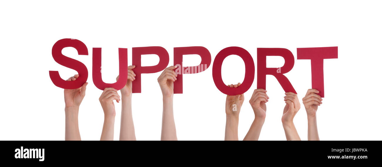 Many People Holding the Red Word Support, Isolated Stock Photo - Alamy
