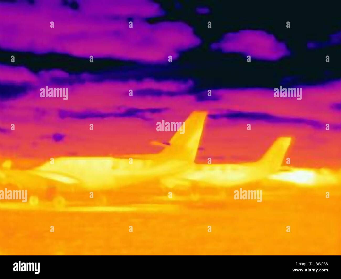 Thermal image of airplane Stock Photo - Alamy