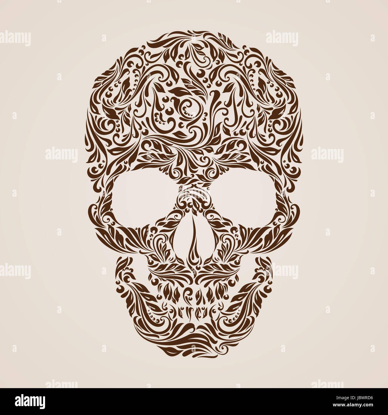 Floral pattern in the shape of a skull on a beige background. Day of ...
