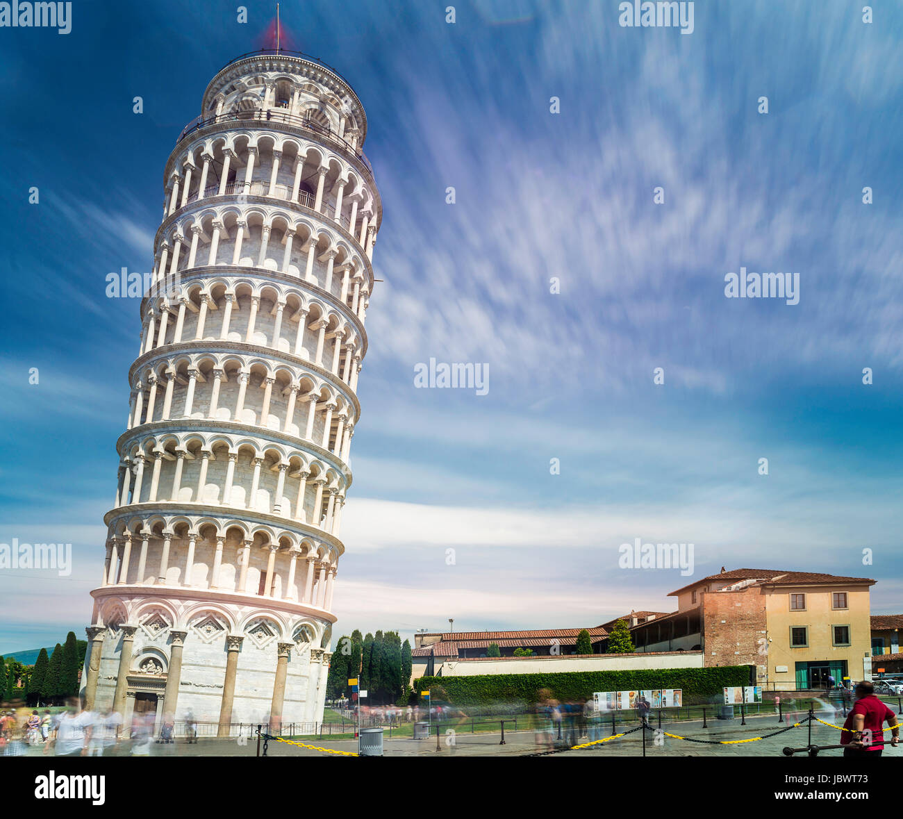 Leaning Tower of Pisa. Blue cloudy sky background Stock Photo - Alamy
