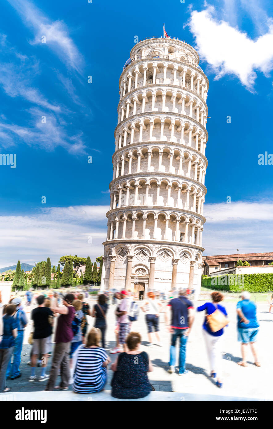 Leaning Tower of Pisa. Blue cloudy sky background Stock Photo - Alamy