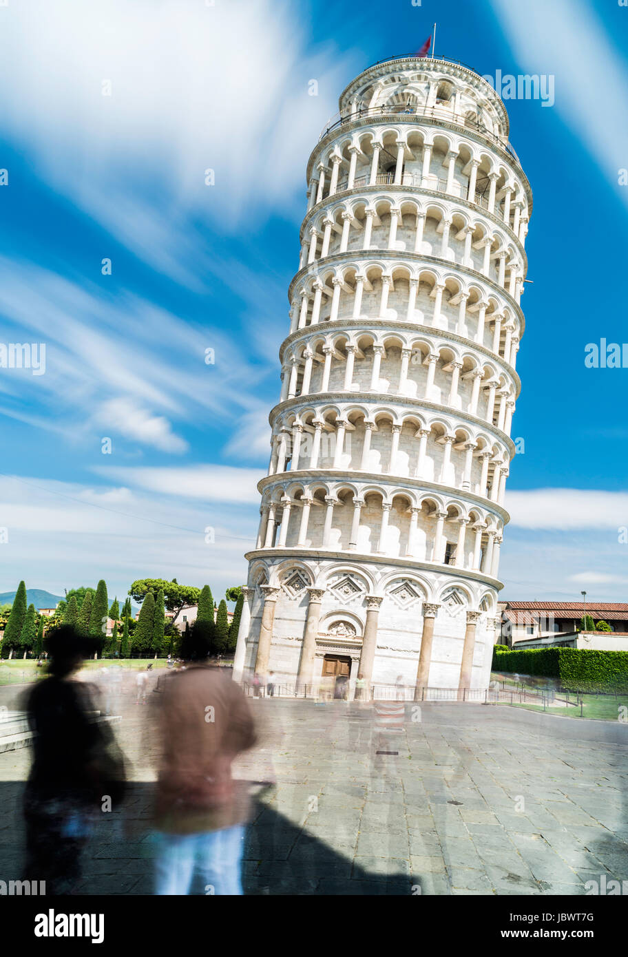 Leaning Tower of Pisa. Blue cloudy sky background Stock Photo - Alamy