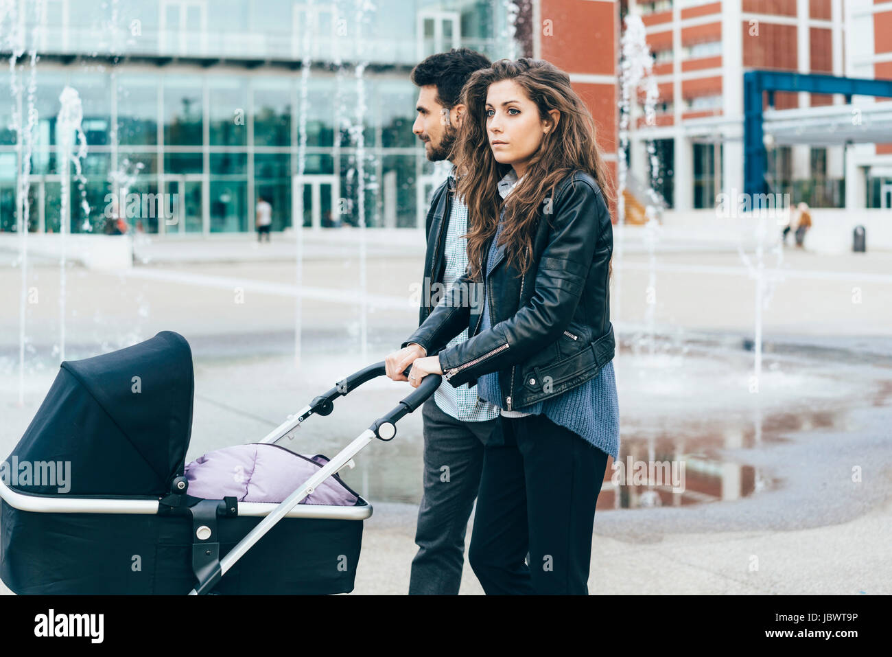 Young couple and pram hi-res stock photography and images - Alamy