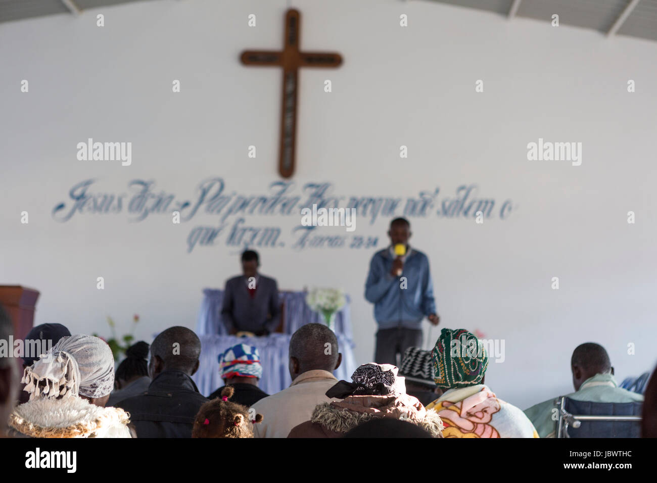 African church in Angola, with natural light from the windows Stock ...