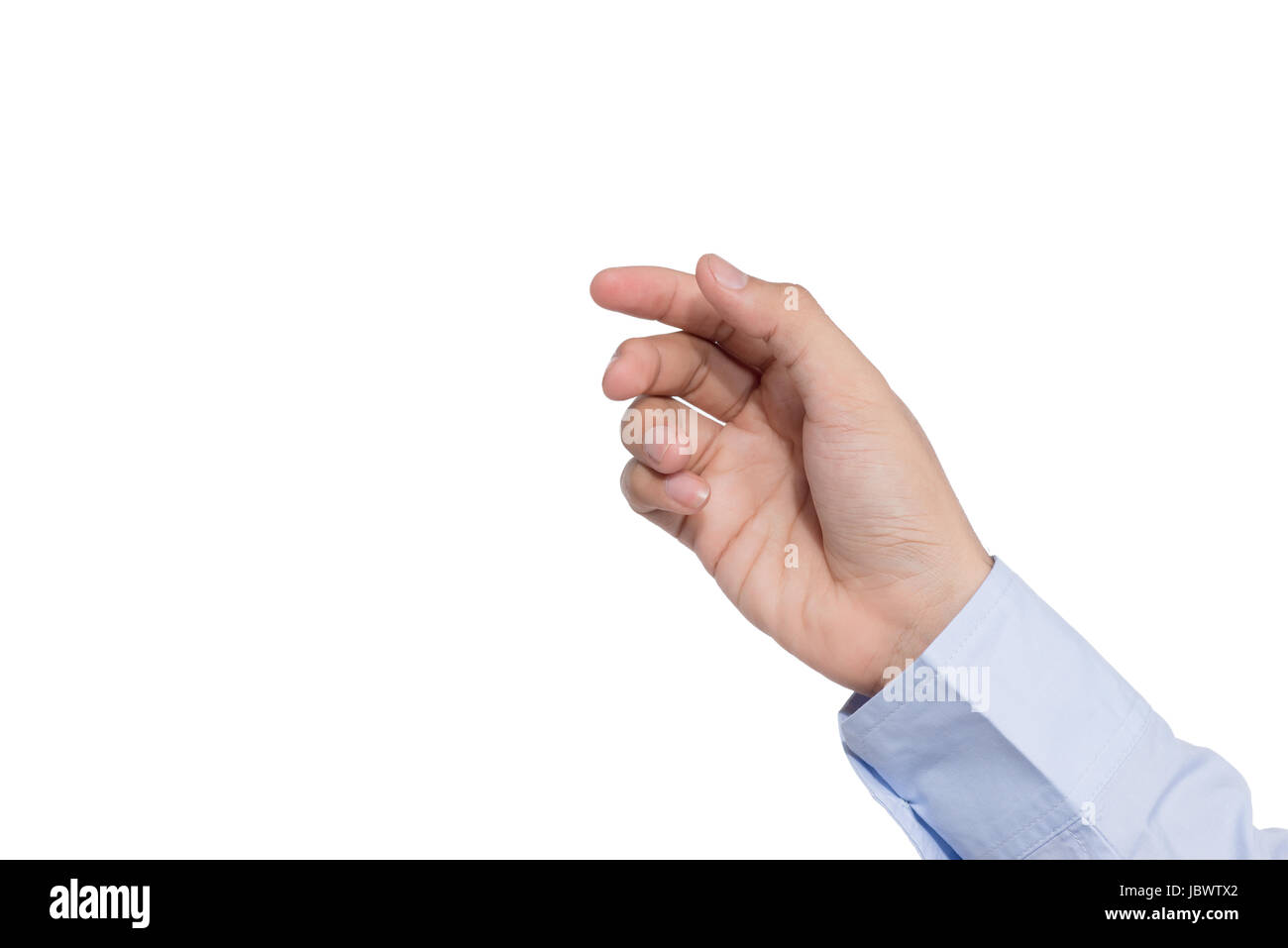 The gesture of a hand holding on white background, isolated Stock Photo ...