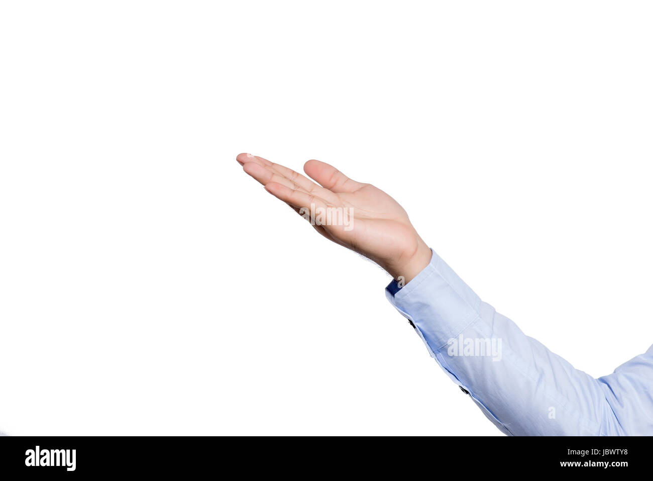 The gesture of a hand open on white background, isolated Stock Photo ...