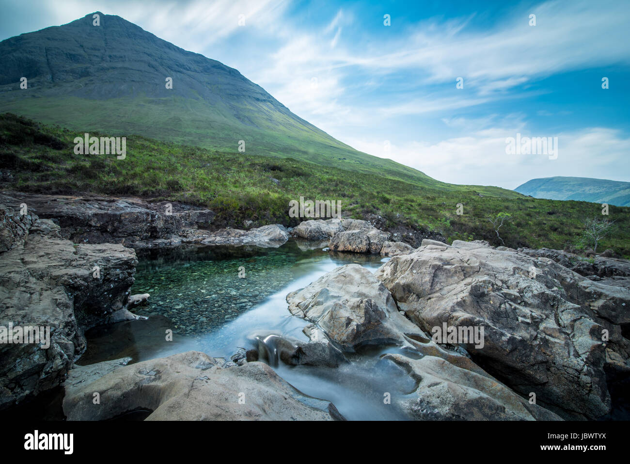 The Fairy Pools, majestatic waterfalls in Isle od Skye, Scotland Stock ...