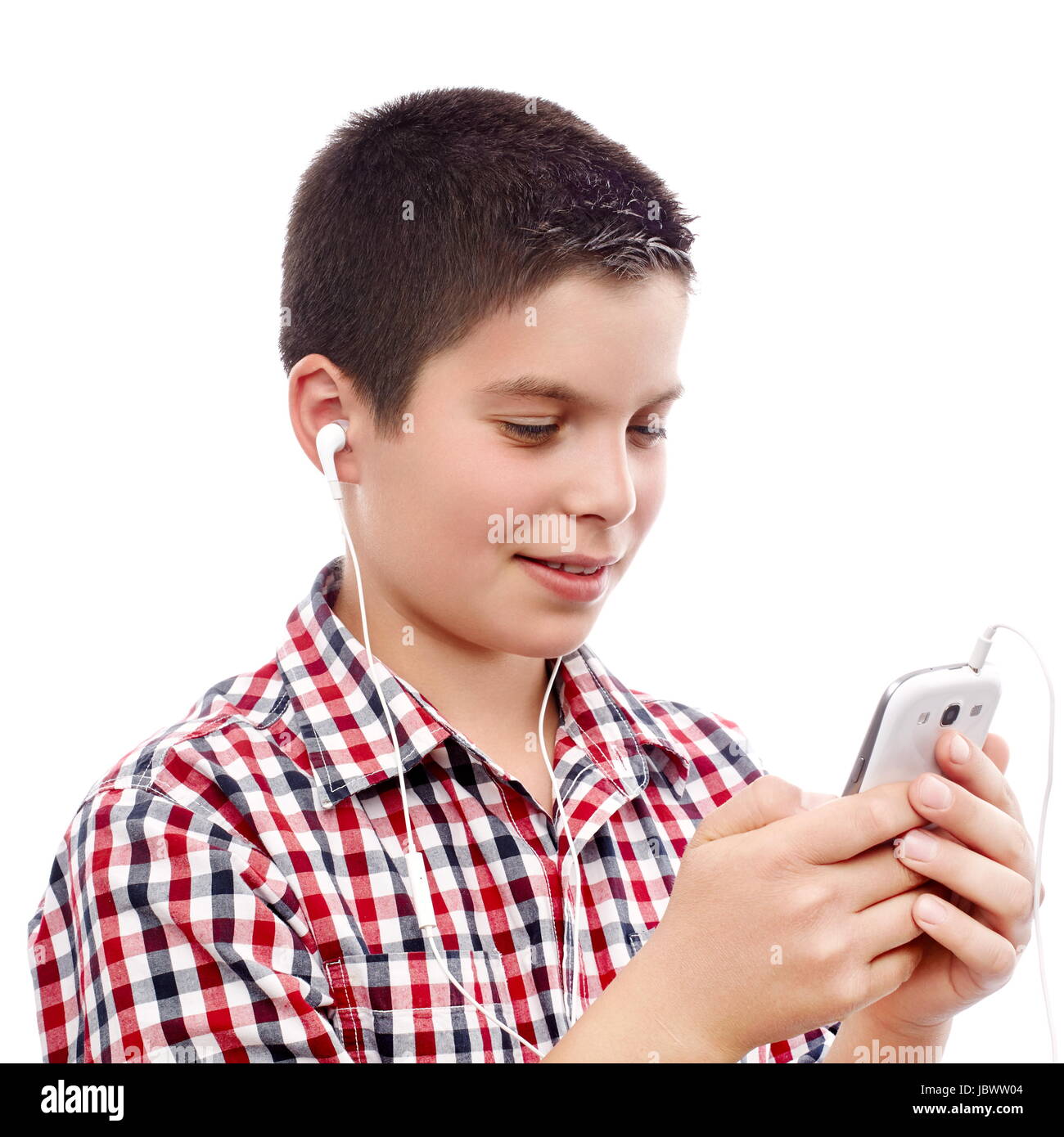 Young boy searching something on a smart phone Stock Photo - Alamy