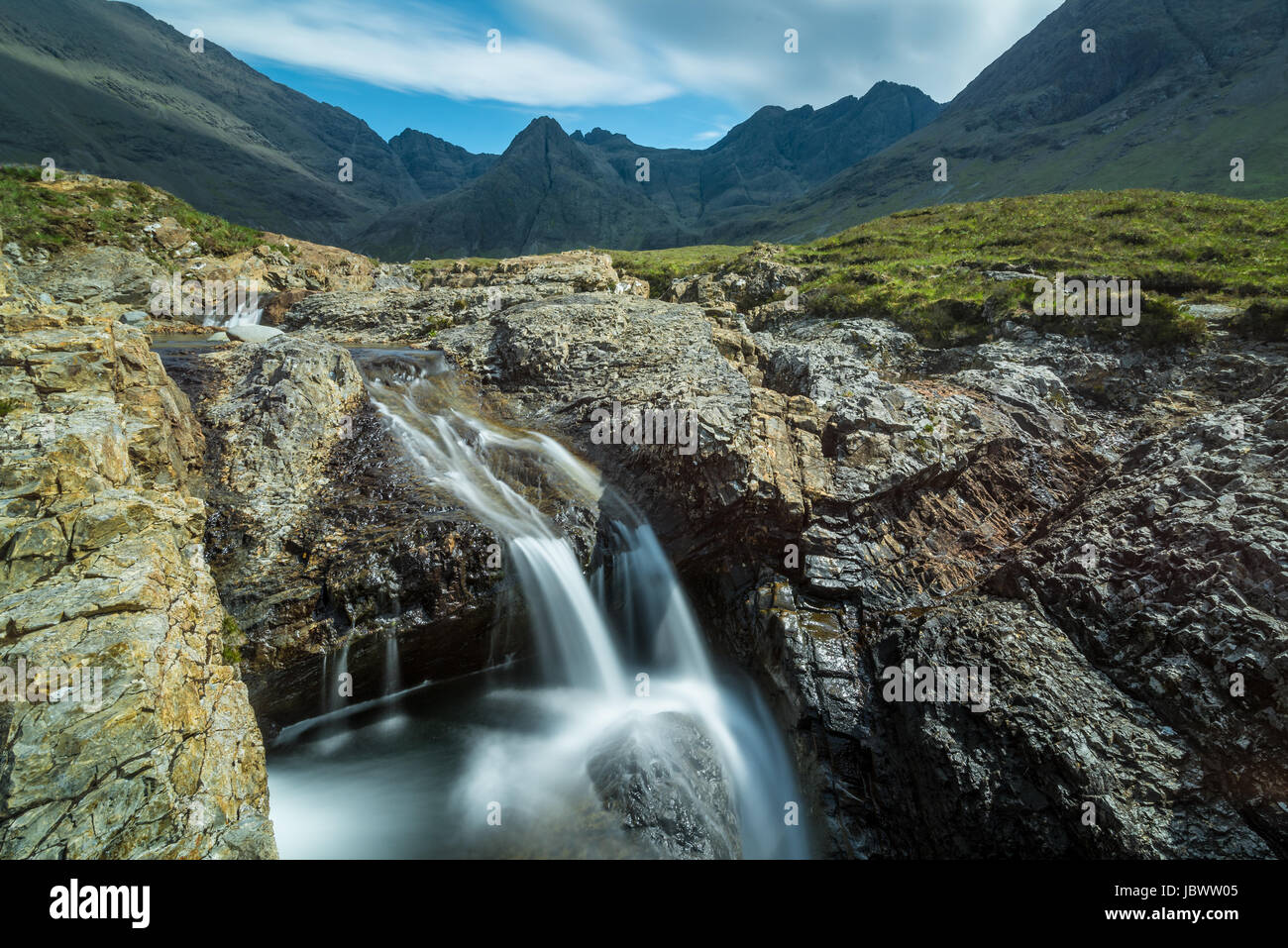 The Fairy Pools, majestatic waterfalls in Isle od Skye, Scotland Stock ...